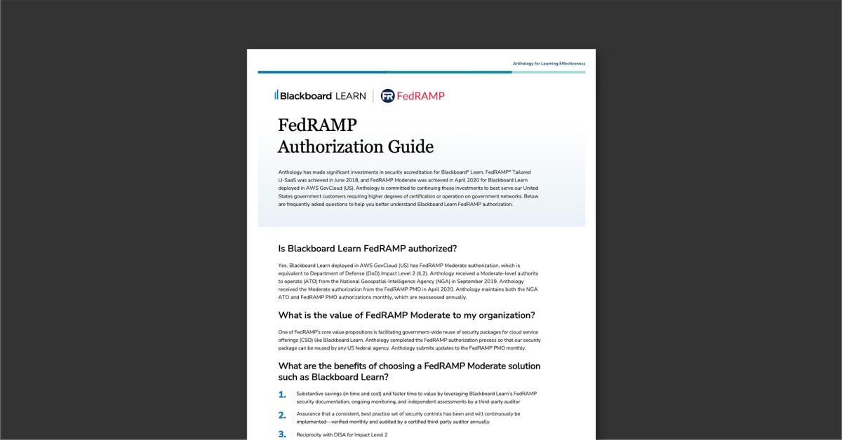 FedRAMP Authorization Guide | Anthology FedRAMP Authorization Guide | Anthology